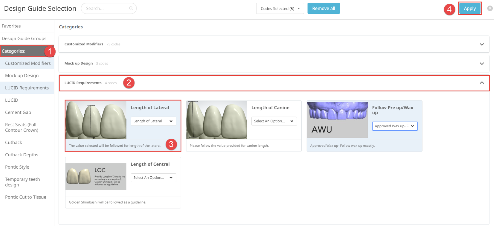 3Shape Design Service Platform - How to Add Design Guide Codes when ...