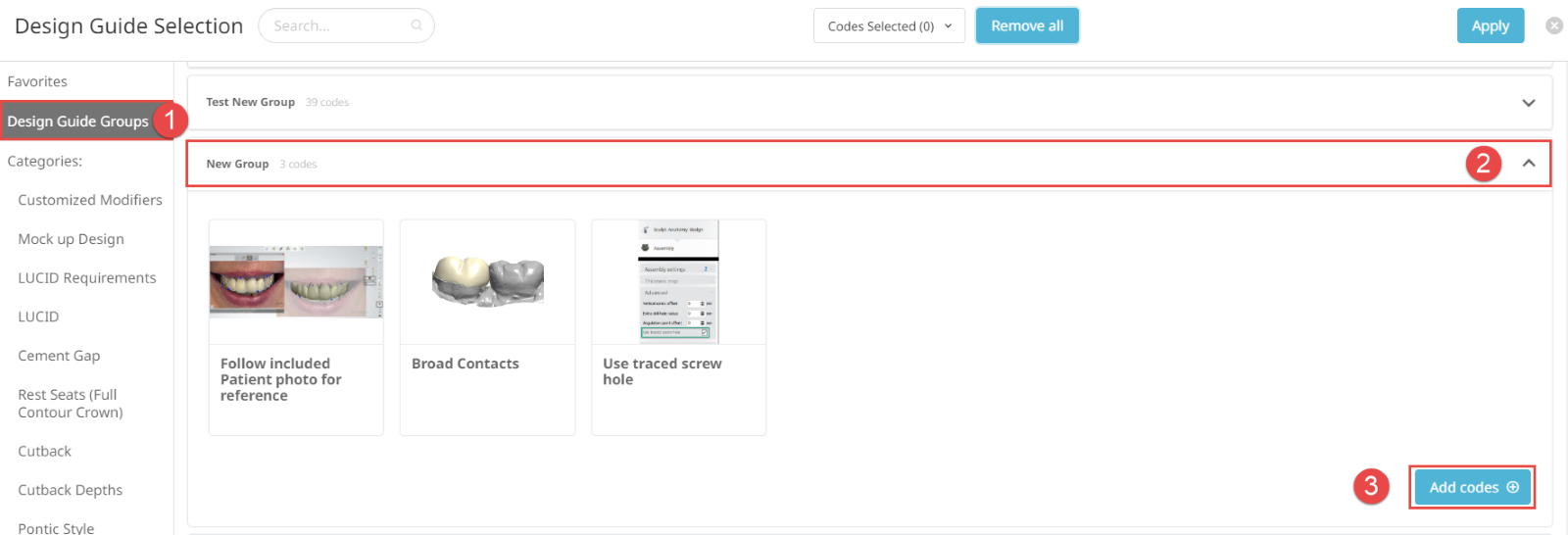3Shape Design Service Platform - How to Add Design Guide Codes when ...