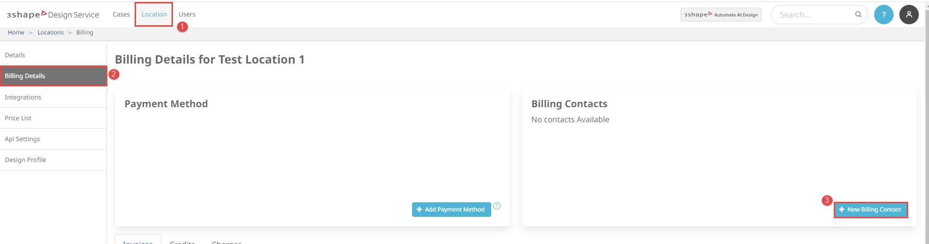 3Shape Design Service Platform - How to add a billing contact – 3Shape ...