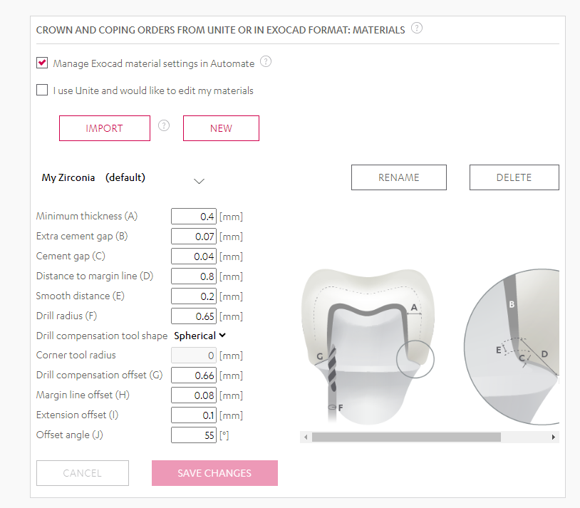 3Shape Automate – How to change the material settings for 3Shape Dental ...