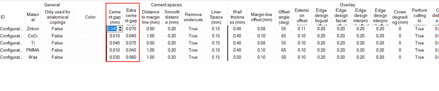 3Shape Automate - Cement Gap and Extra Cement Gap – 3Shape Design Services
