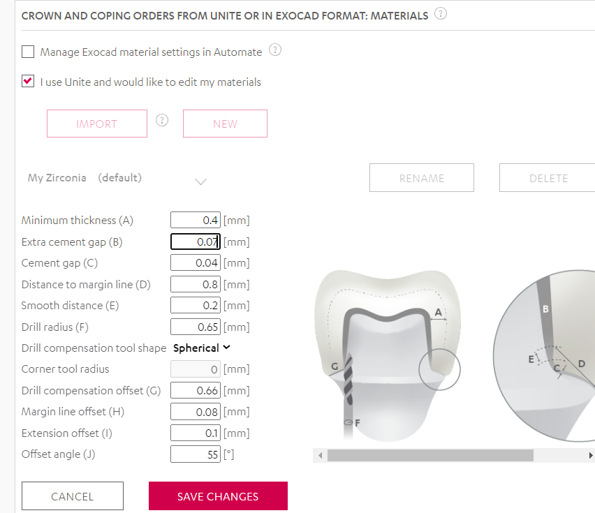 3Shape Automate – How to change the material settings for 3Shape Dental ...